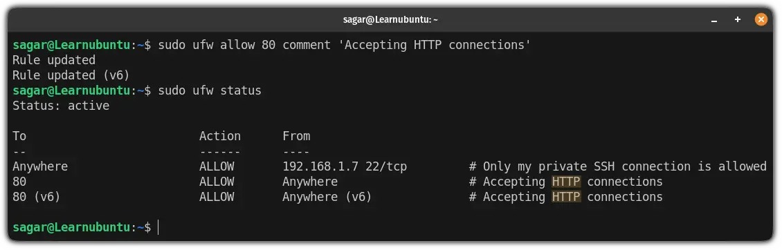 Add Comments in UFW Firewall Rules Add Comments in UFW Firewall Rules