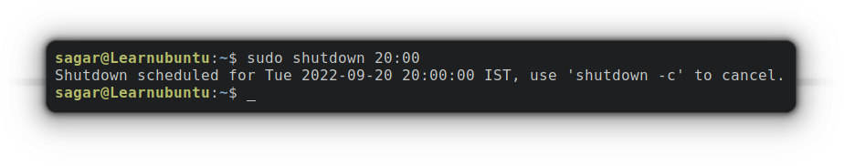 Schedule a Shutdown in Ubuntu