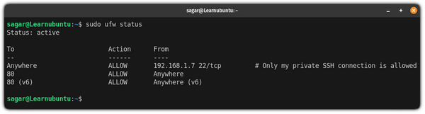 Add Comments in UFW Firewall Rules