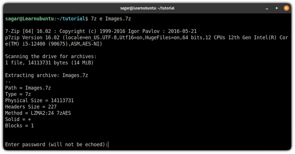 How to Install and Use 7zip (.7z) in Ubuntu Command Line