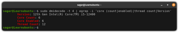 Check Number of CPU Cores in Ubuntu