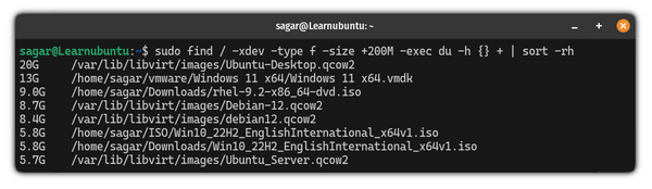 Find Large Files on Ubuntu