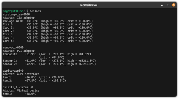 Check CPU Temperature in Ubuntu Command Line