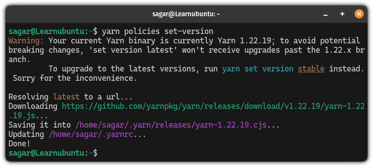 How to Update Yarn on Ubuntu